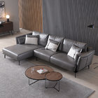 italian style modern leather/PU furniture sofa lounge sectional with feather cushions and metal legs supplier