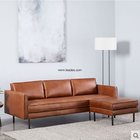 hotel furniture genuine leather home sofa loveseat set with high metal legs supplier