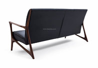 Solid Wood Living Room Furniture Modern Nordic Style 3 Seat Black PU Sofa Set. supplier