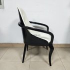 Genuine leather dining chair with armrest and brass footrest,upholstered &amp; high back dining arm chair,color optional. supplier