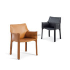 Leather New Design Armchair,Hot Sale Metal Leg Design Modern Armrest Hotel Leather Upholstered Dining Room chair. supplier