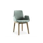 Modern restaurant wood straw furniture with velvet dining arm leisure chair. supplier