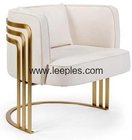 Luxury Interior Design stainless steel lounge chat chair white fabric modern creative hotel dining room sofa chair supplier