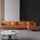 L shape genuine leather sectional sofa top leather modern style living room sofa set supplier