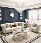 Modern Designs Wooden Frame Living Room Furniture Sets Stainless Steel Italian Leather Sofa Set supplier