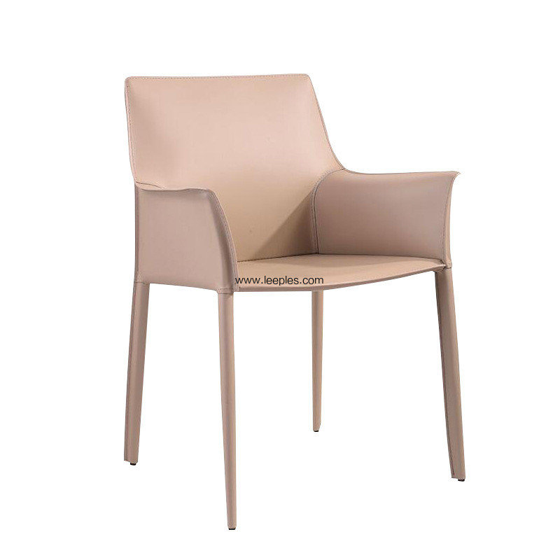 Modern saddle skin dining chair,recycled leather regenerated leather armchair,color optional. supplier