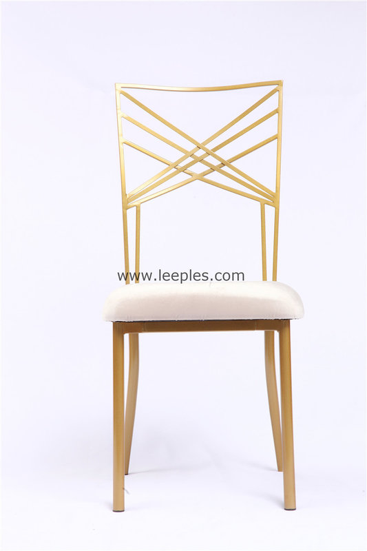 New Design Golden Color Steel Banquet Chair, Fancy Chameleon Chair Champagne With Gold Velvet Cushion For Wedding. supplier